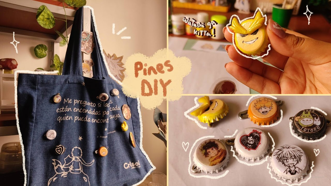 Cómo hacer pines caseros para tu mochila! 🌱🌻 ANIME DIY con solo ...