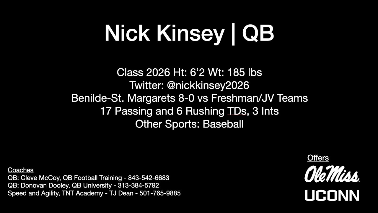 Nick Kinsey - 9th Grade Year Highlights - YouTube