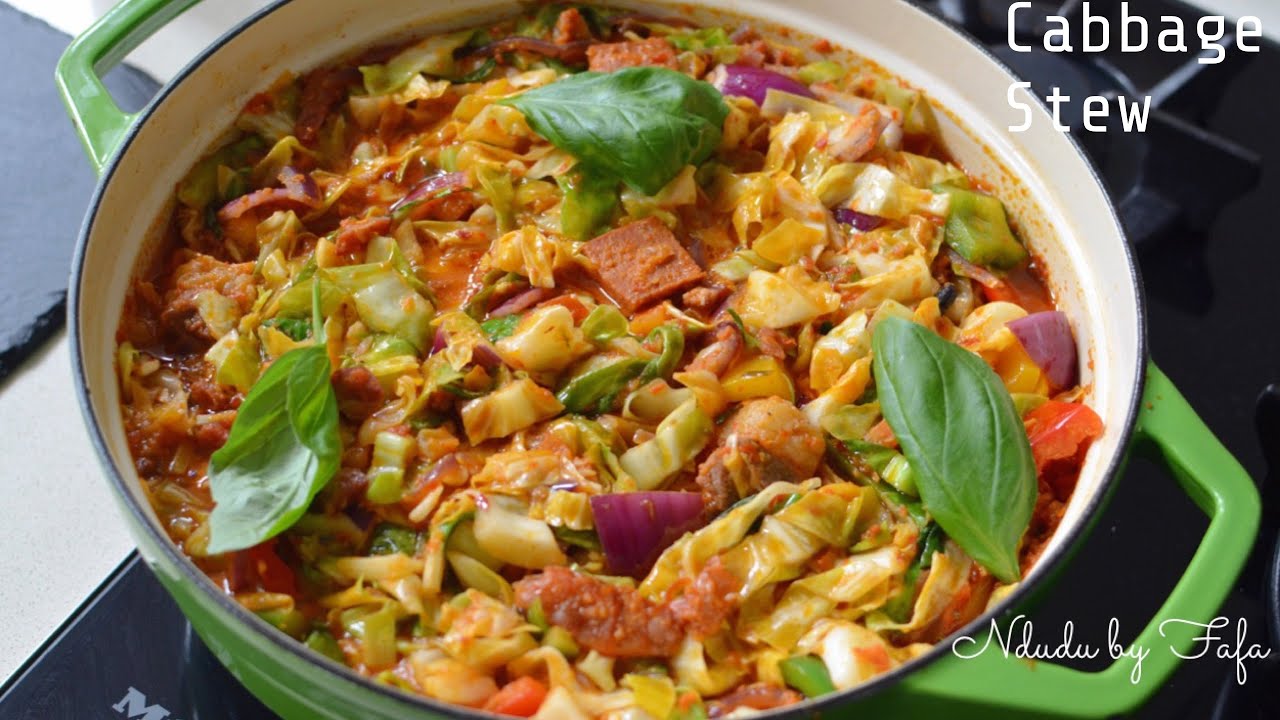 CABBAGE STEW recipe ️Salted Goat Meat & Chorizo // Ndudu by Fafa - YouTube