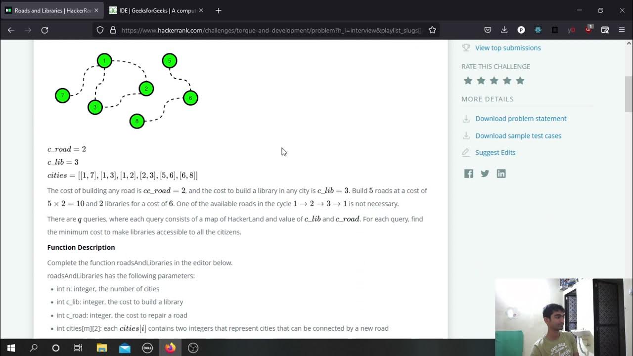 Hackerrank - Graphs - Roads and libraries - Part 2 - YouTube