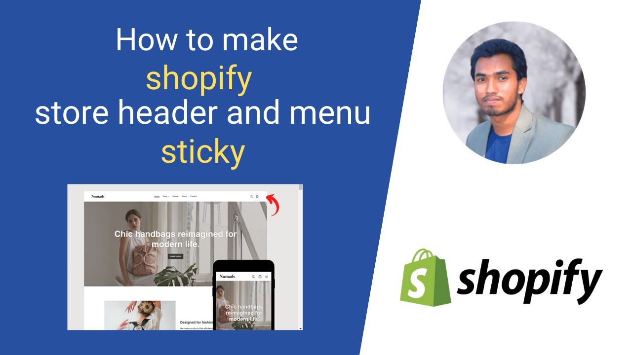 shopify debut theme sticky header - no app | free source code - YouTube