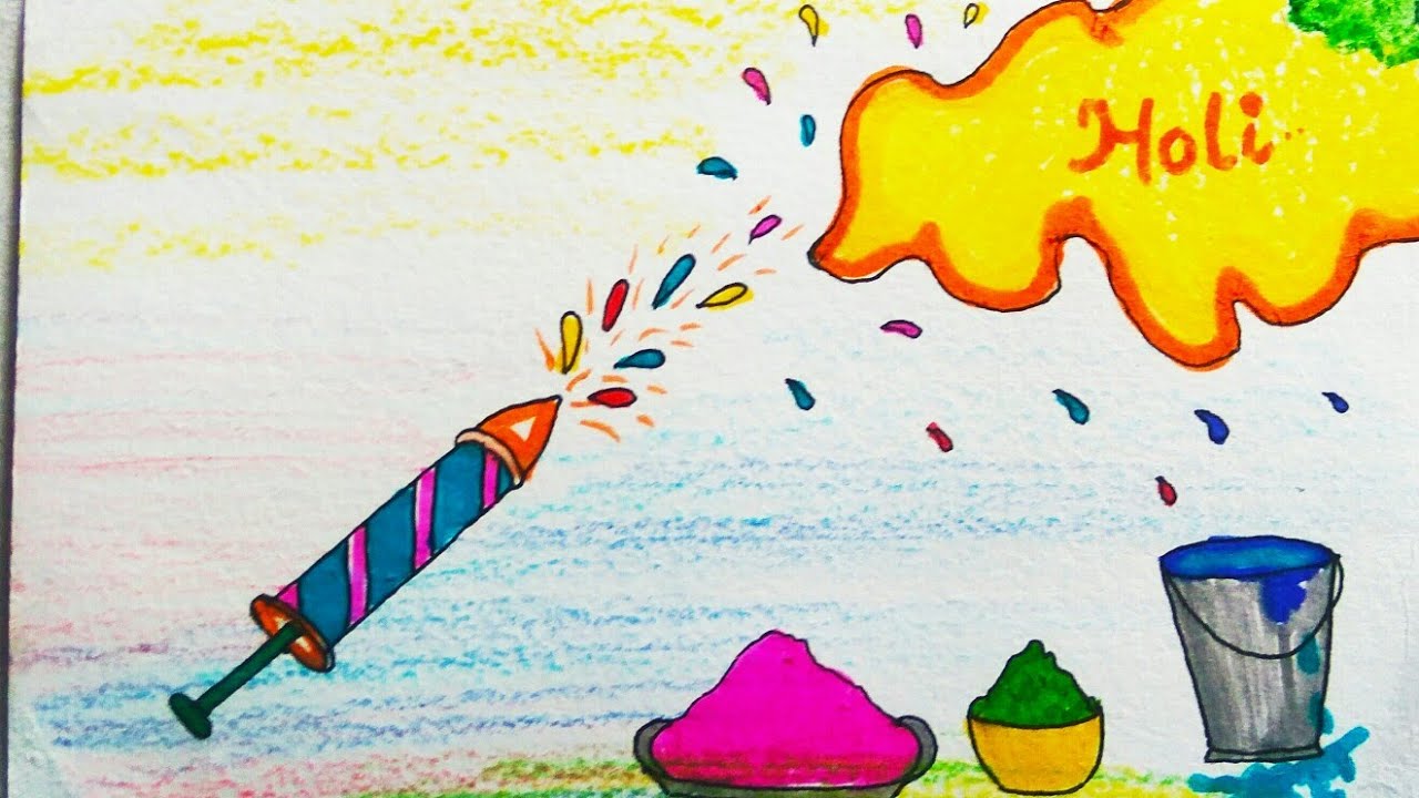 Holi drawing easy || Holi whatsapp status || Holi celebration || Holika ...