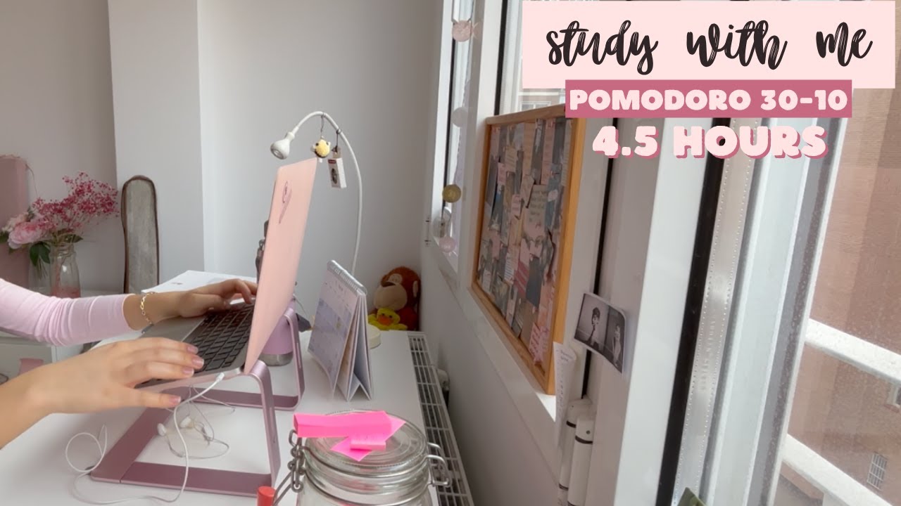 STUDY WITH ME | ASMR studying, pomodoro 30-10 timer, 4'5 hours, background noise, no music - YouTube