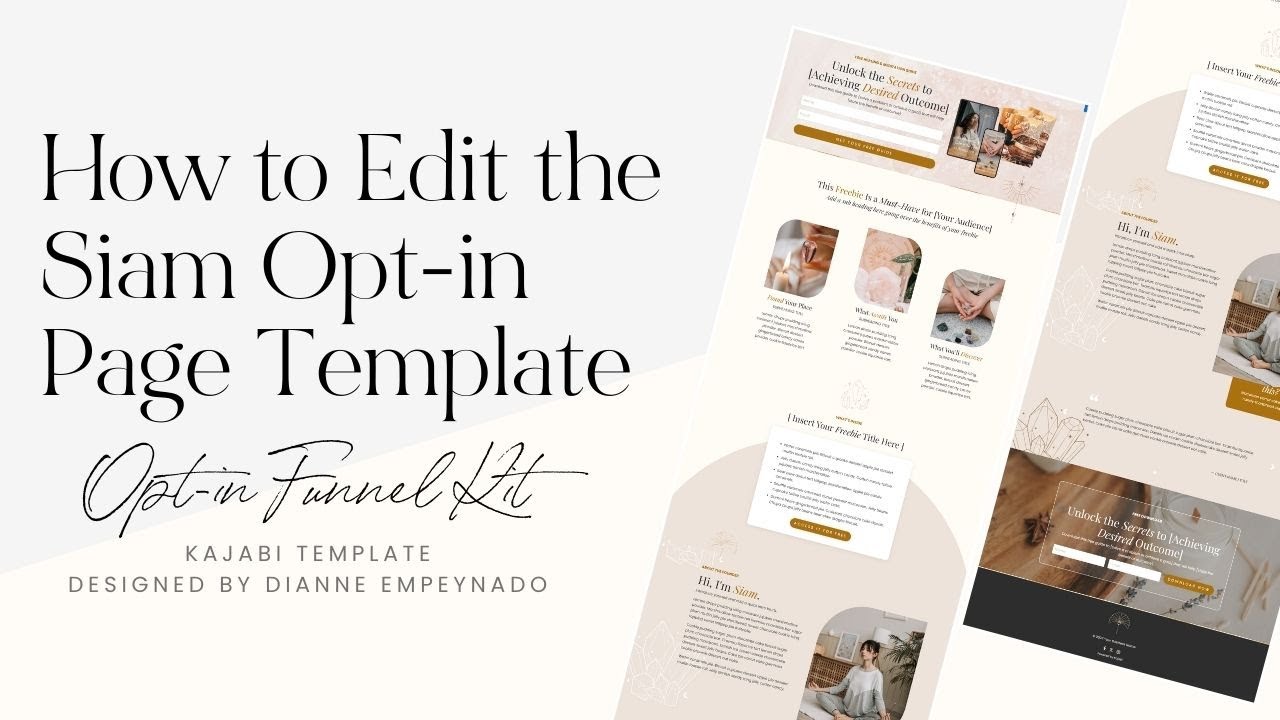 How to Edit the Siam Opt-in Page Template | Kajabi Encore Theme - YouTube