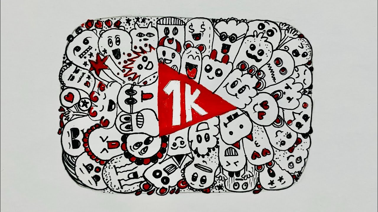How to draw 1K Doodle Ideas | 1K Subscribers Doodle Drawing | Thank you ...