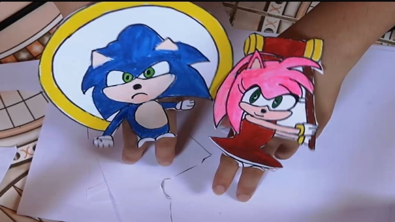 Sonic and Amy Diy - how to make Sonic & Amy from paper - DIY Origami ...