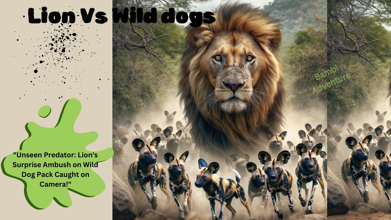 🌍Unseen Predator| Lion' surprise Ambush on Wild Dog pack caught on ...