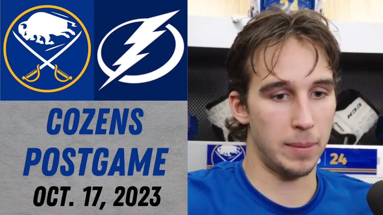 Dylan Cozens Postgame Interview vs Tampa Bay Lightning (10/17/2023) - YouTube