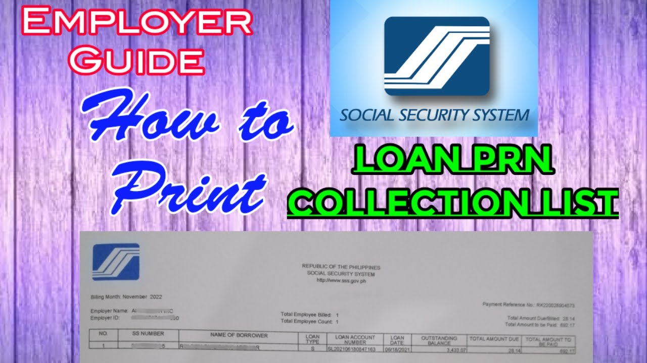 Print SSS Loan PRN Collection List / Employee List - YouTube