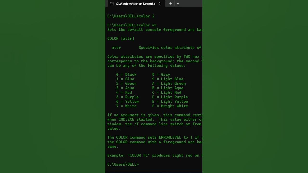 Cmd codes colors #computer #cmd #windows #coding #laptop #shorts - YouTube