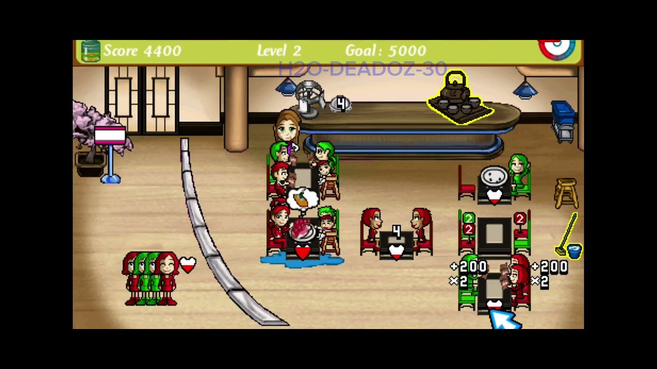 Diner dash Sizzle & serve ( PSP ) Part 6 - Sushi Restaurant level 1 ...