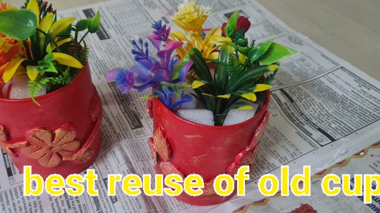Old cups reuse idea/ best out of waste material/ diy craft - YouTube