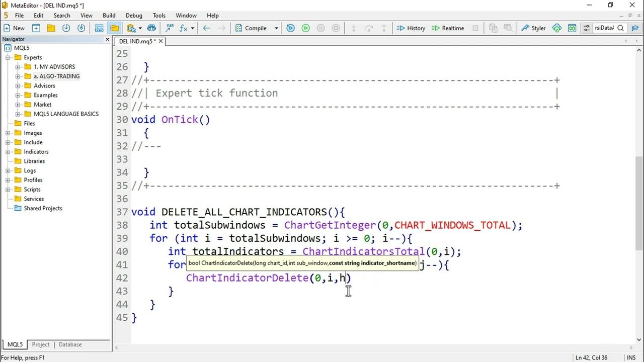 How to ADD/REMOVE/DELETE Chart INDICATOR(S) On Removing EA In MQL5/MT5-PART 174 #forex # ...