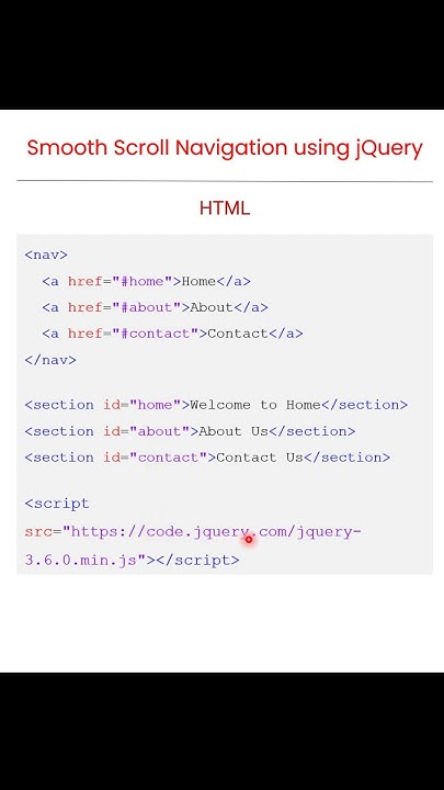 Smooth Scroll Navigation using jQuery - YouTube