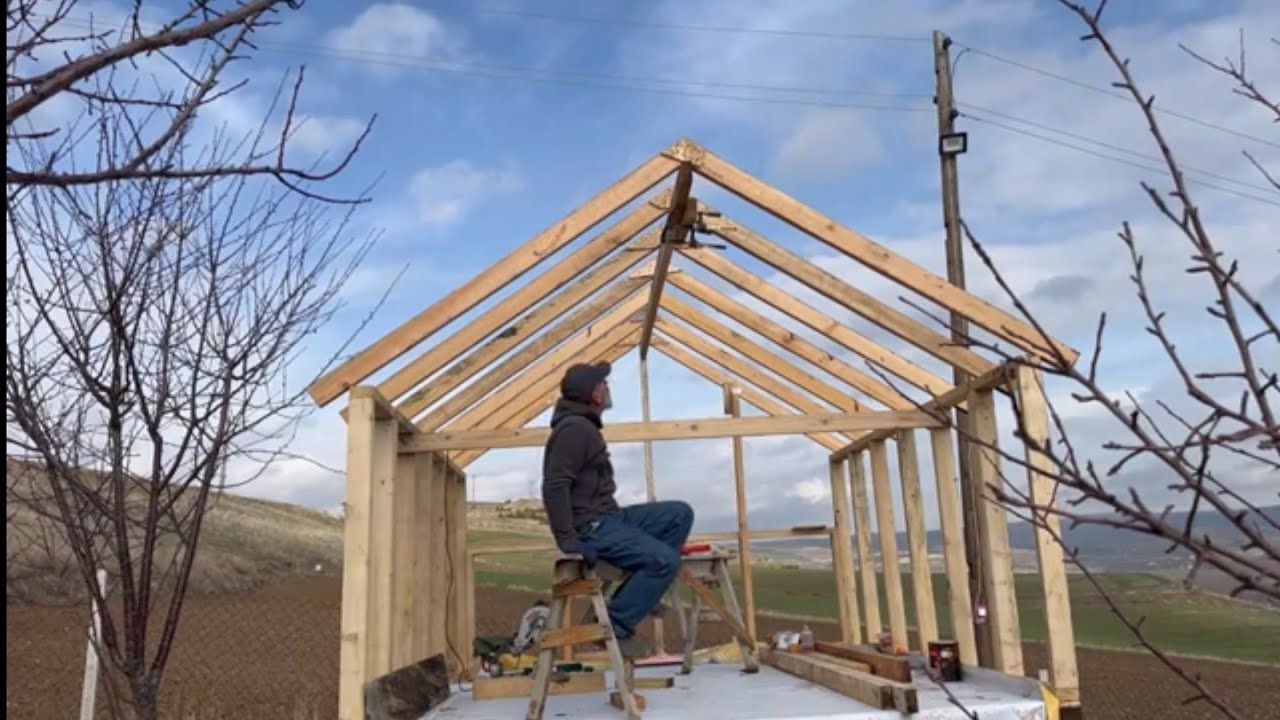 Building a small wooden house / from start to finish - YouTube