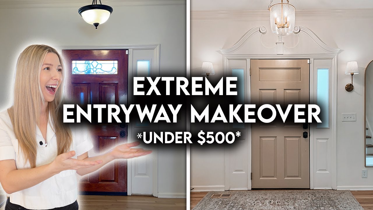 DIY EXTREME ENTRYWAY MAKEOVER (UNDER $500) | 90’s FRONT DOOR ...