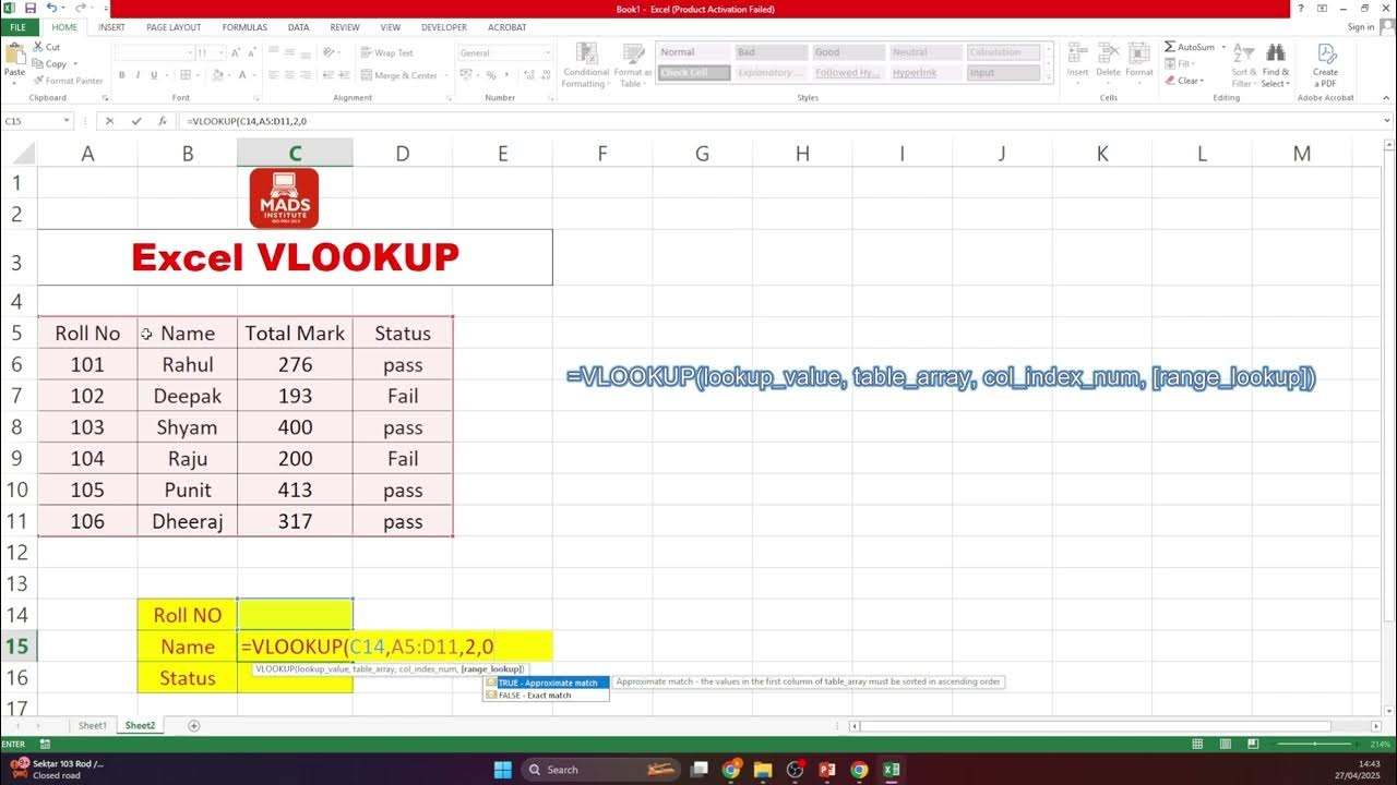 Excel VLOOKUP Function Tutorial | Learn VLOOKUP with Easy Examples | Excel VLOOKUP 1 - YouTube