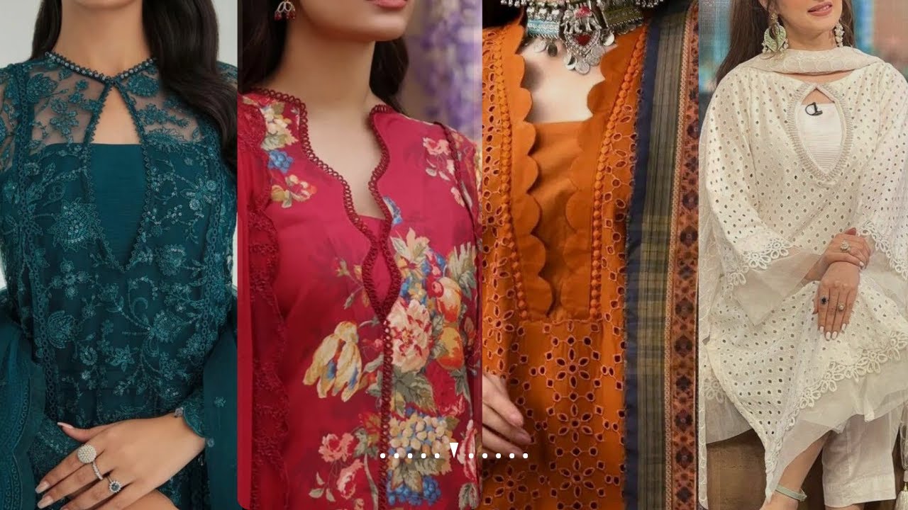 50 Very Stylish Neck Design For Summer ||New Neck Design with lace ...