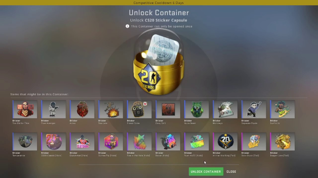 CS20 STICKER CAPSULE UNBOXING | IS IT LUCKY ENOUGH? - YouTube