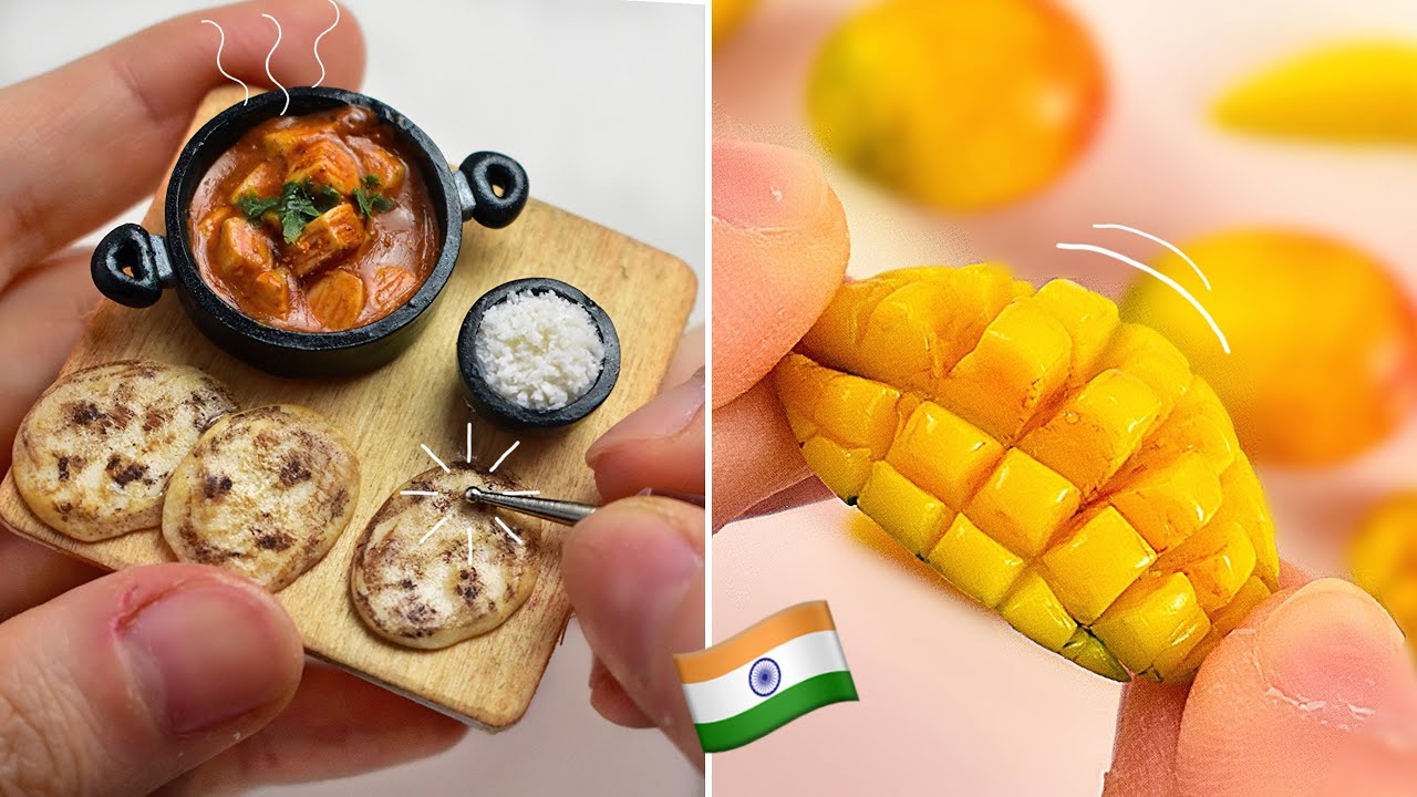 Miniature Art ~Making of Miniature Food & Fruit 🥭 🍛| Strawberrypuffcake ...