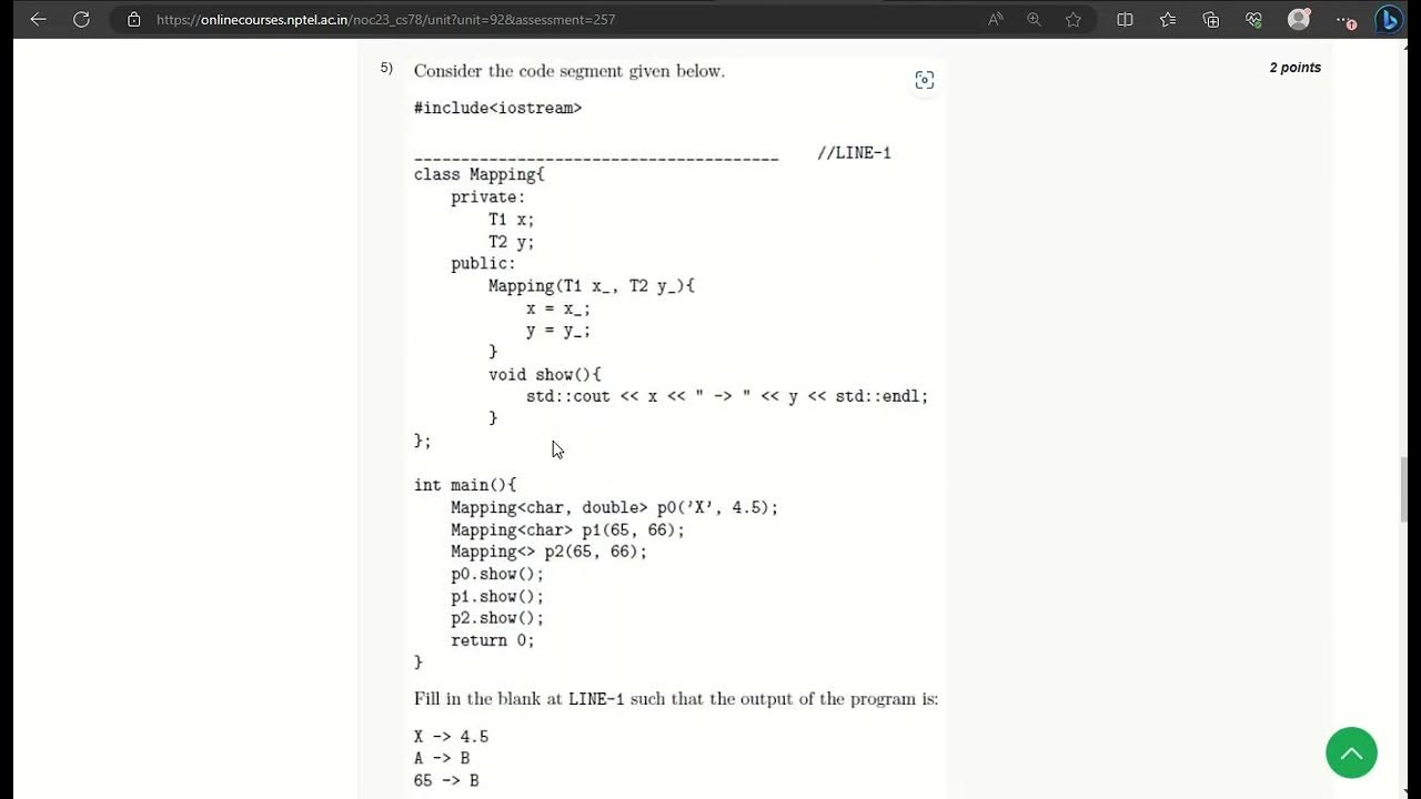 NPTEL » Programming In Modern Cpp Week 8 Quiz 8 Sep 2023 - YouTube