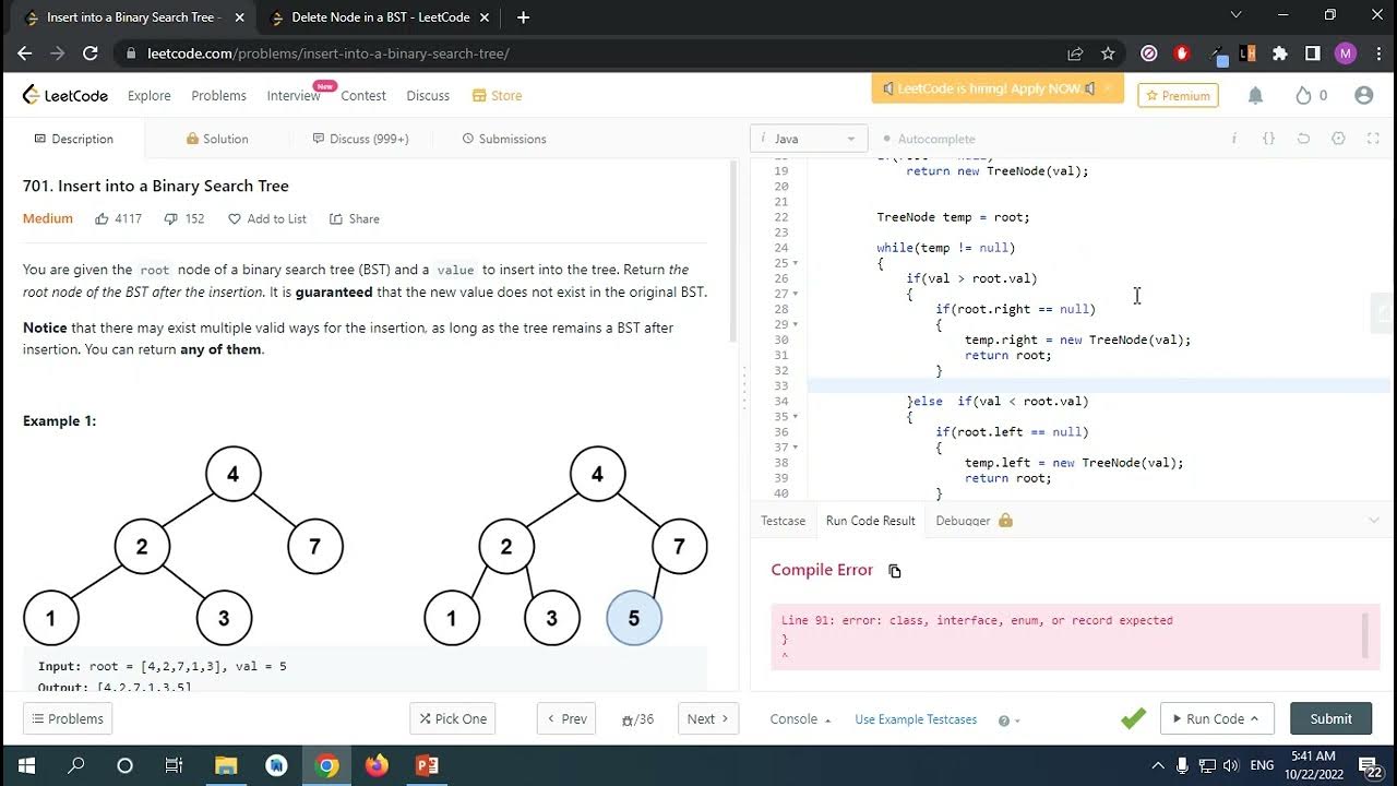 701 Insert into a Binary Search Tree Code | LeetCode | Java Solution - YouTube