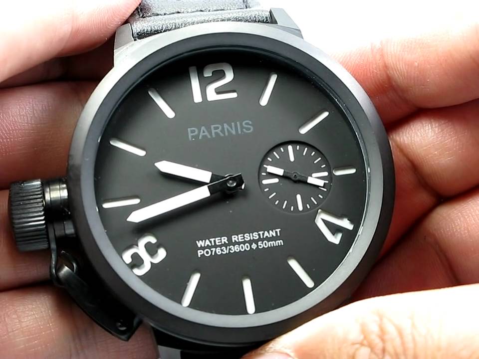 PARNIS PN23 50MM XL STYLE LEFTY PVD HANDWIND MVT WATCH - YouTube