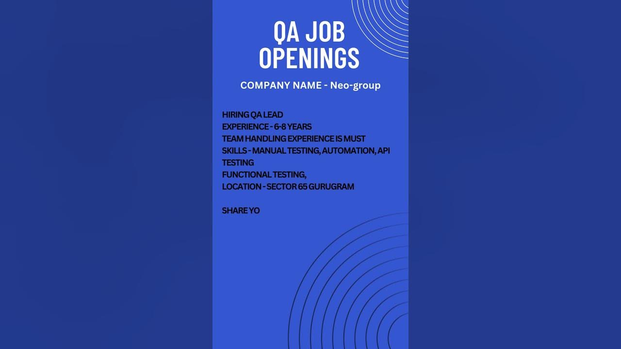 Qa Job Opening For Manual And Automation Testing Testing Education Automationtesting