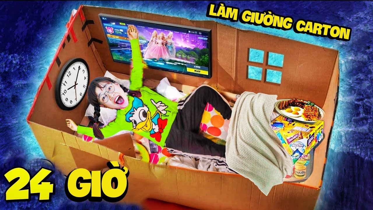 Hà Sam Thử Thách 24H Làm Giường Các Tông Cực Đẹp - YouTube