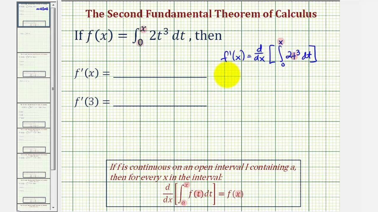 Ej 1 El Segundo Teorema Fundamental Del Cálculo Youtube