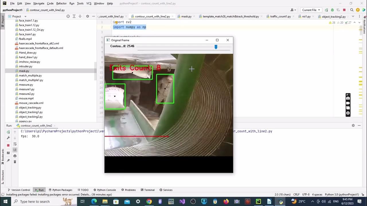 Opencv : Counting : Object Count : Reference Line - YouTube