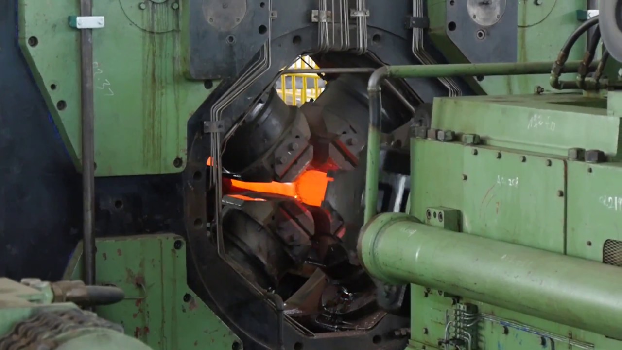 Radial forging high manganese steel round bar - YouTube