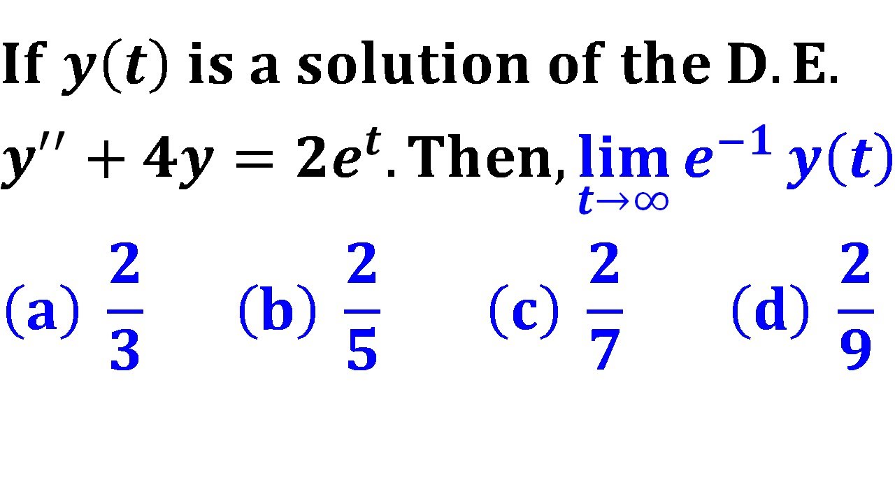 solution of differential equation particular integral limit ...