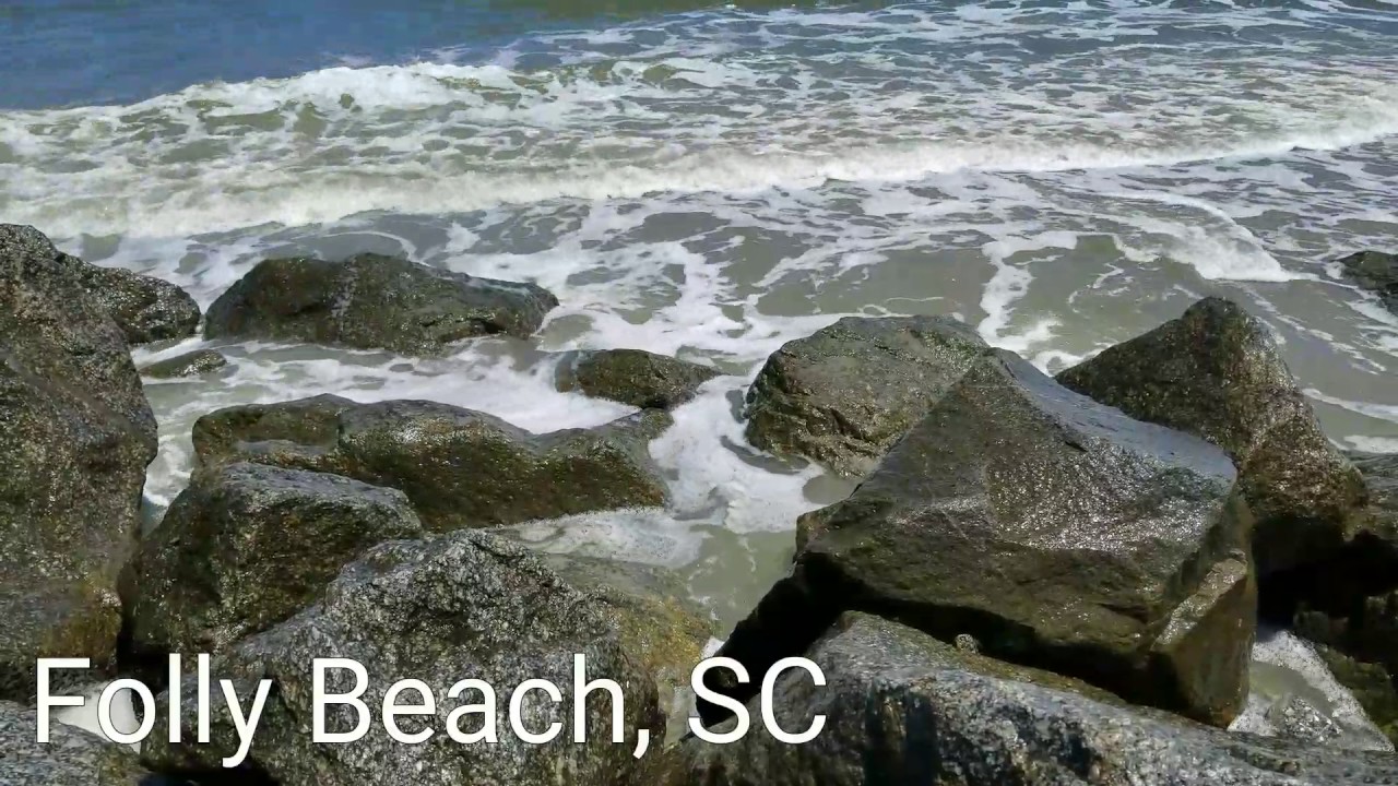 HD Folly Beach South Carolina Waves Crashing on Rocks High Tide ...