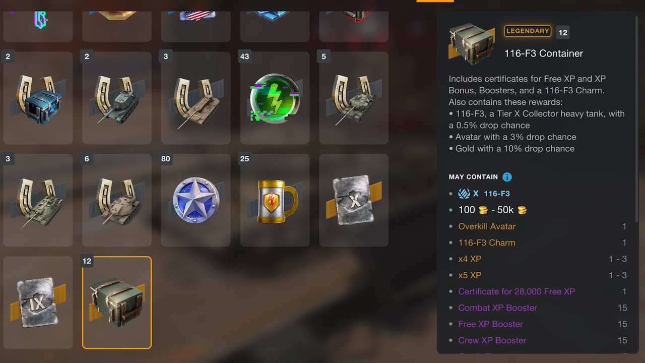 WOTB | OPENING 12X 116-F3 CONTAINERS!!! - YouTube