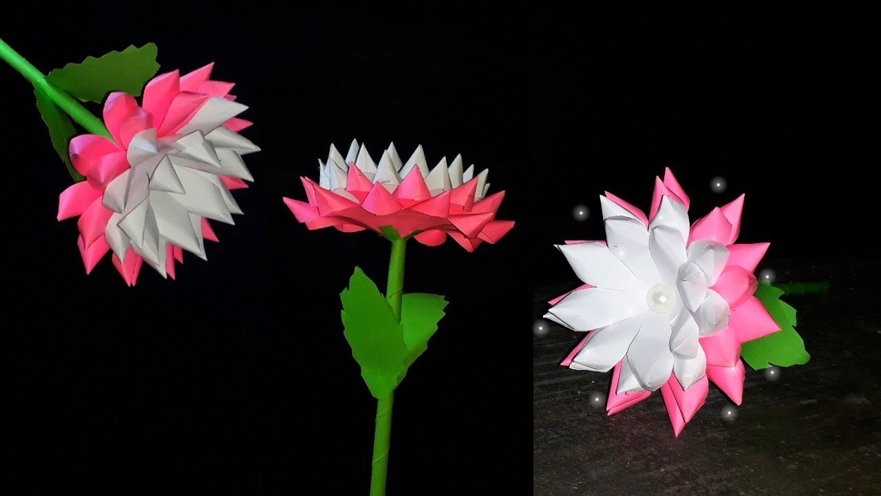 Paper Lotus flower-how to make lotus flower with origami paper-diy ...