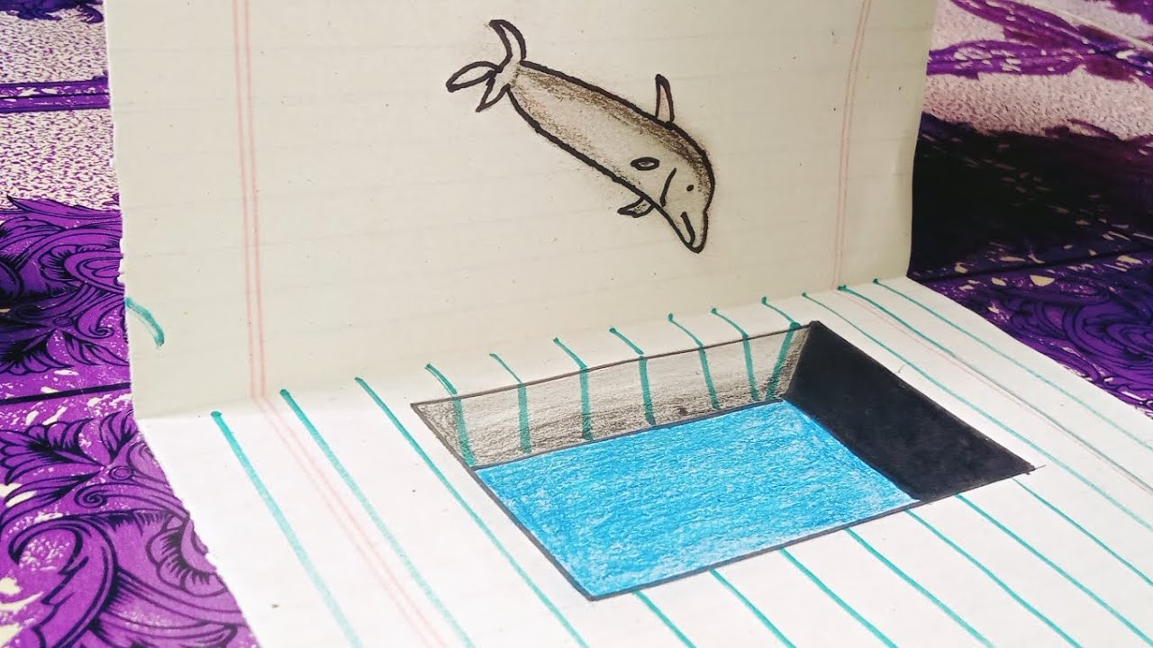 3D Drawing. Confused Drawing Of a Dolphin Jamming Into a Hole. - YouTube
