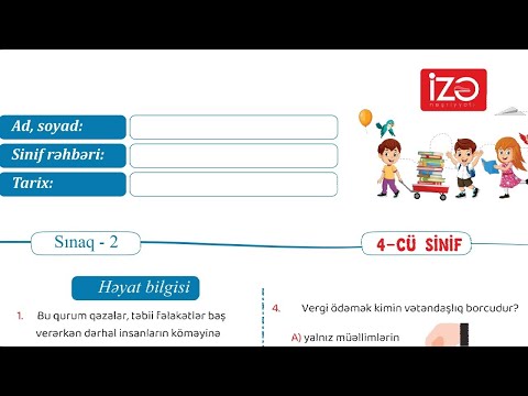 4 cu sinif Həyat bilgisi testləri- sinaq 2/ İzə nəşriyyatı-4 cu sinif Həyat bilgisi Sınaq 2
