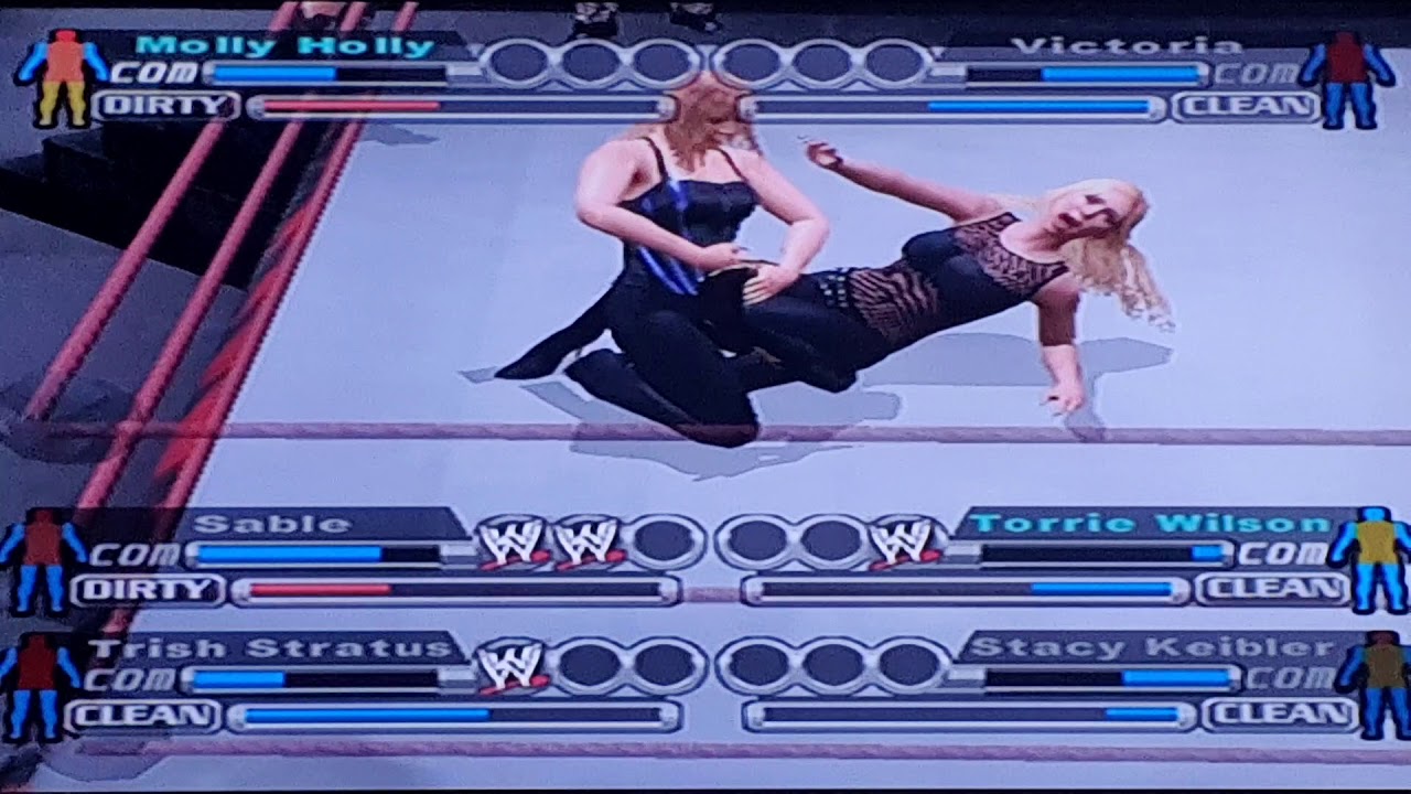 WWE Smackdown Vs Raw - Victoria, Stacy & Torrie Vs Trish, Molly & Sable ...