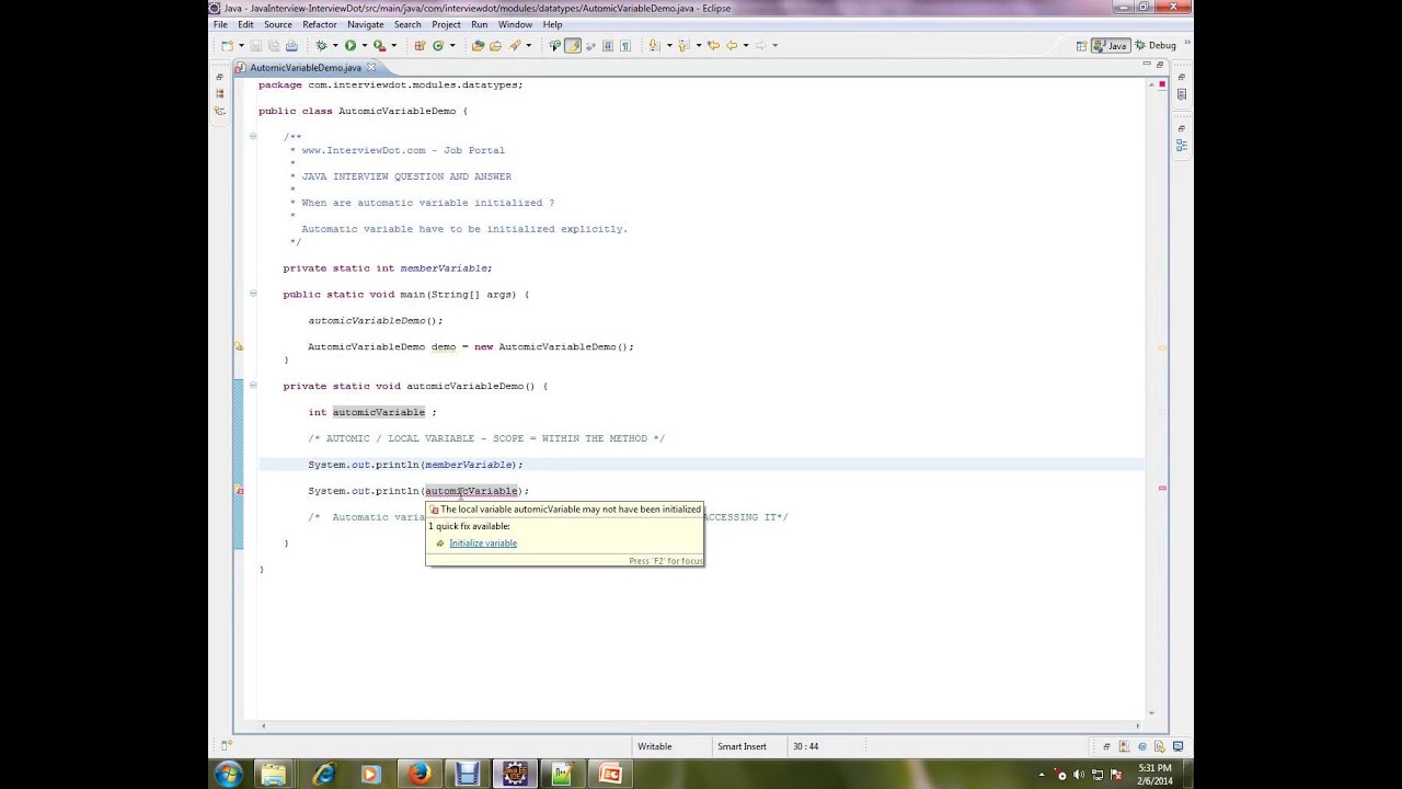 Automatic Variable Java - YouTube