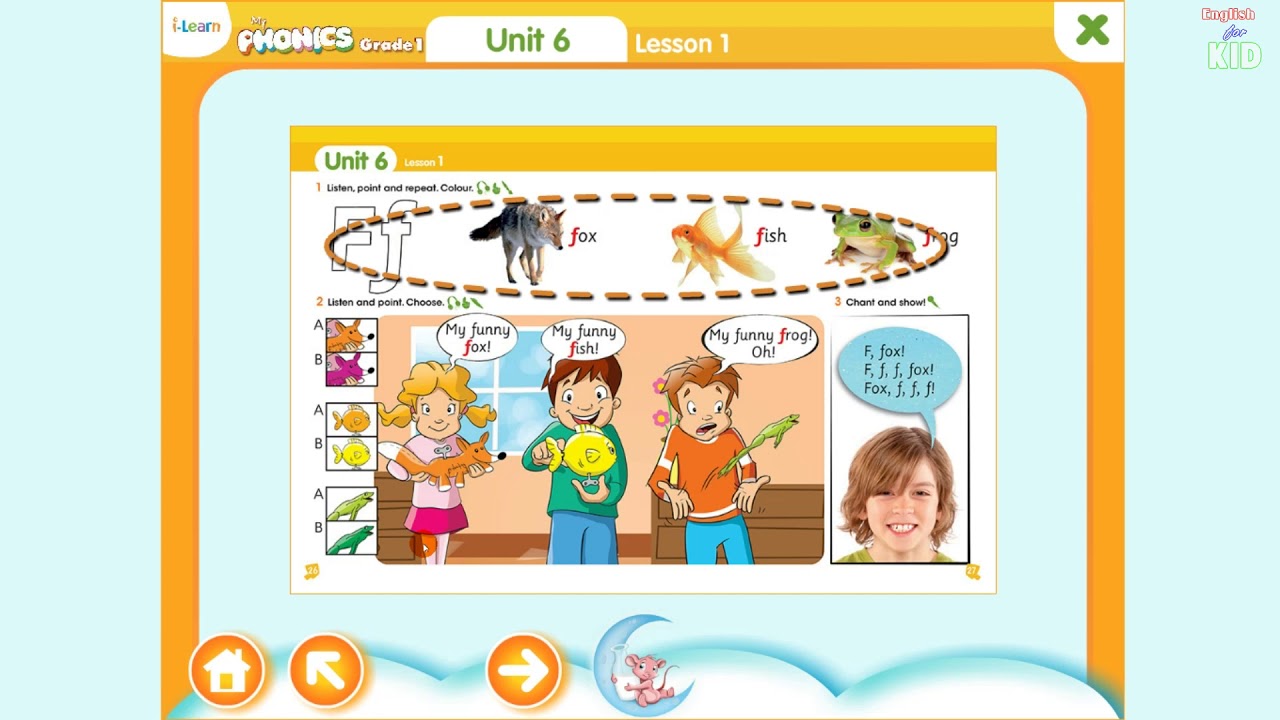 I learn My Phonics 1 Grade 1 UNIT 6 Letter F Fox Frog Fish Fork - YouTube