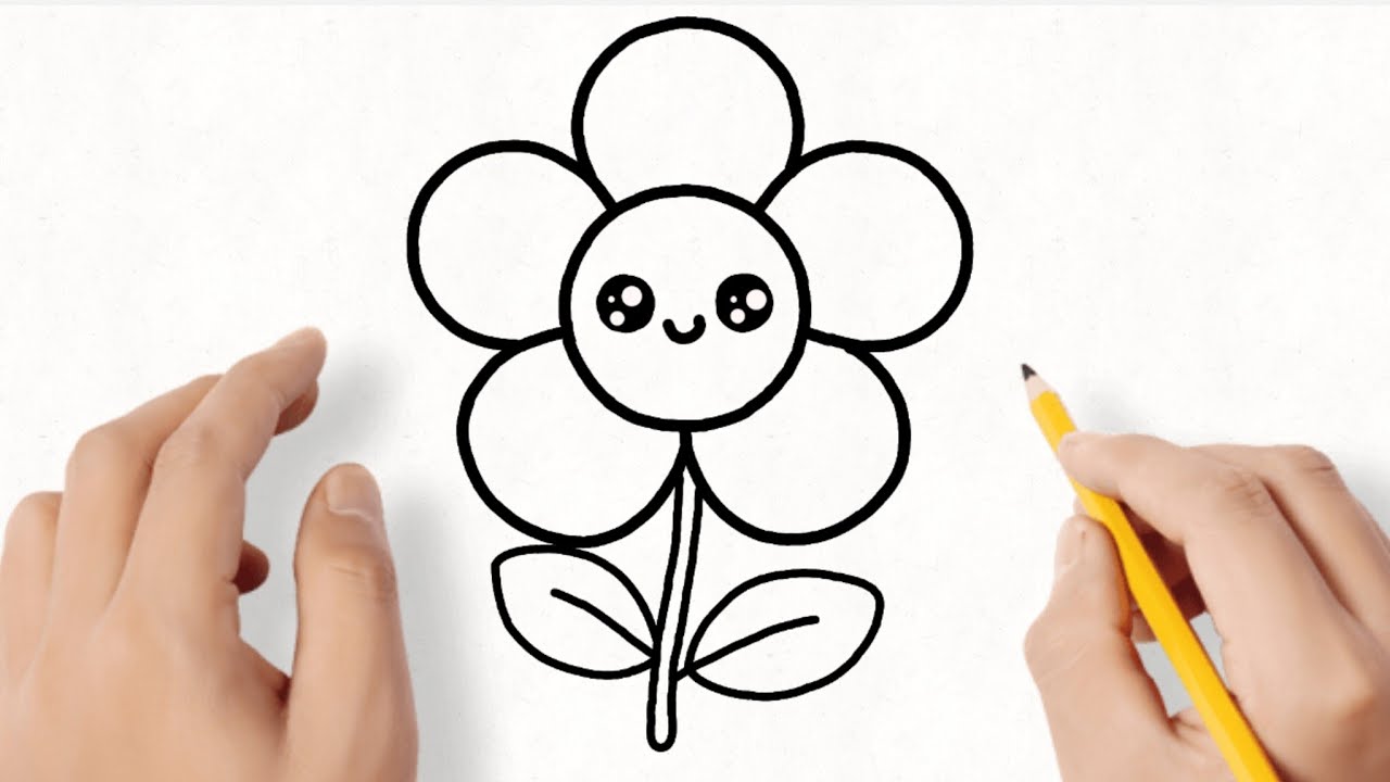How To Draw A Cute Flower Easy Step By Step Drawing - YouTube