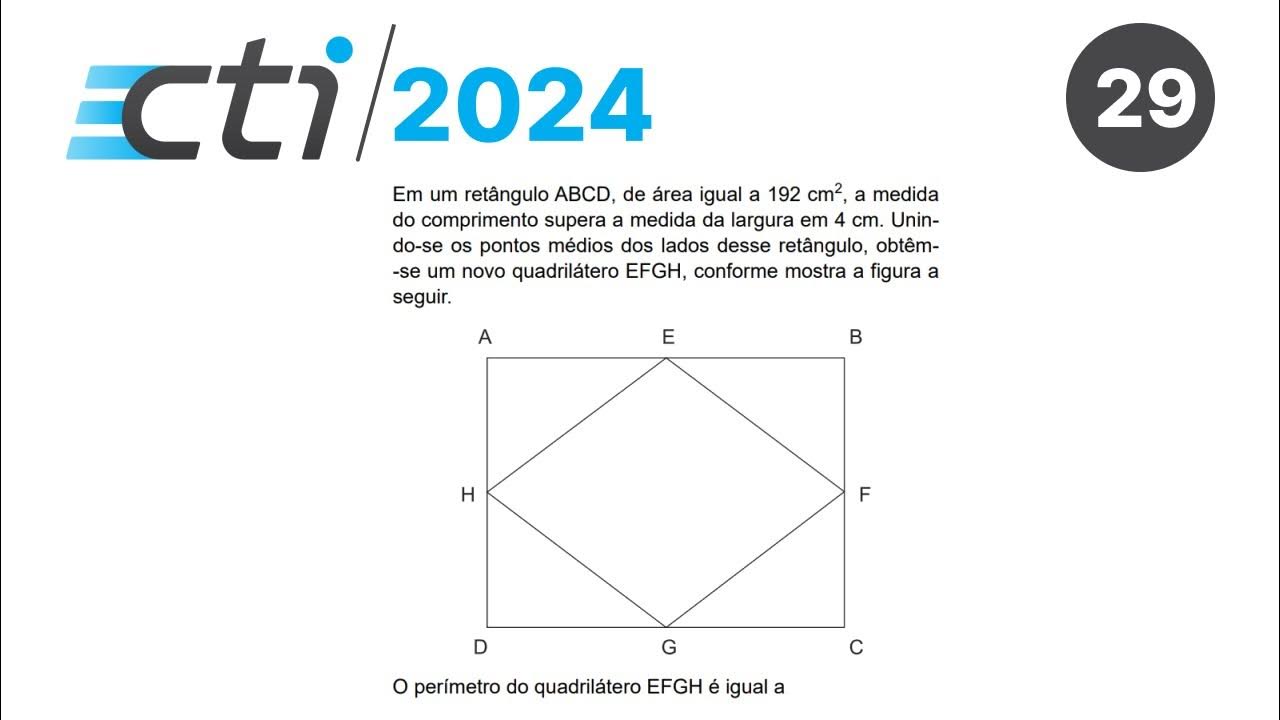 CTI 2024 - QUESTÃO 29 - Teorema de Pitágoras e Um Excelente Embasamento - YouTube