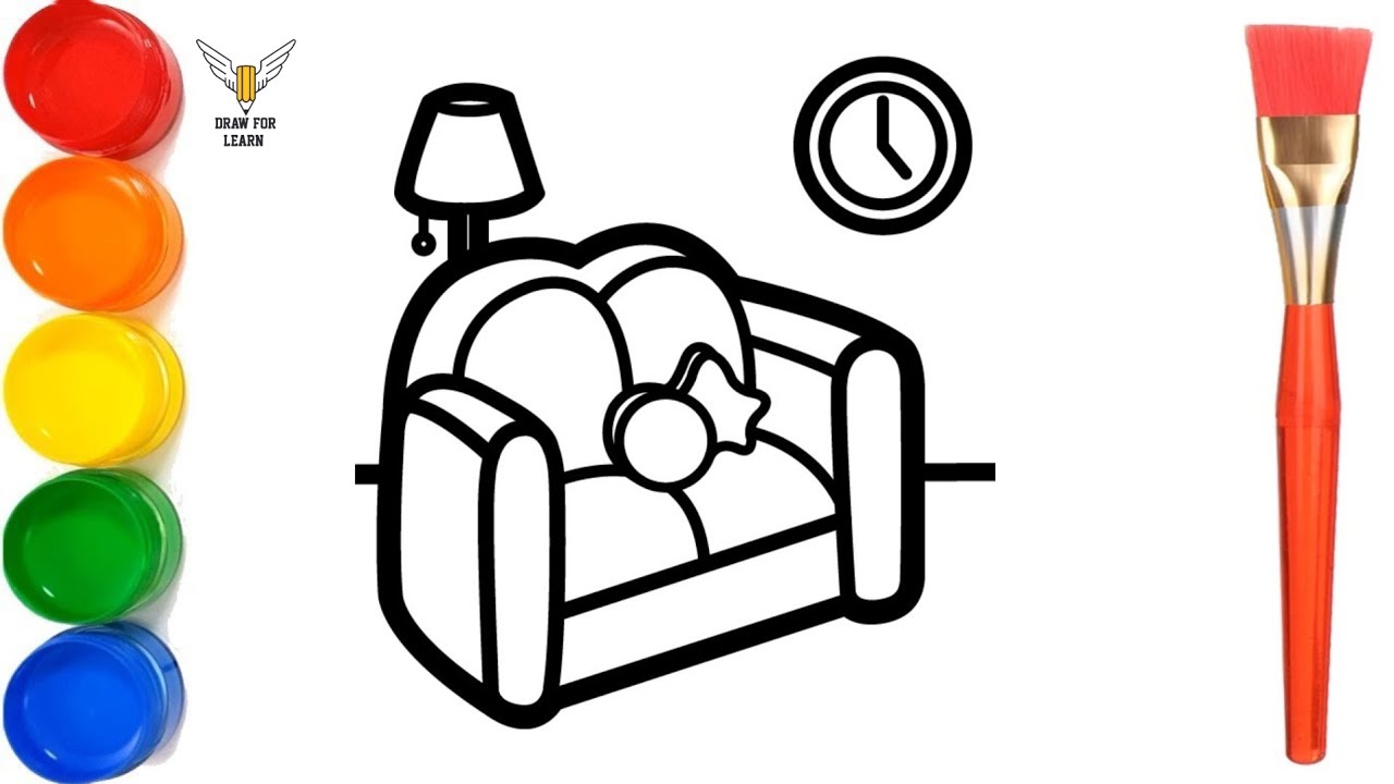 How to Draw sofa drawing, Painting and Coloring for Kids & Toddlers ...
