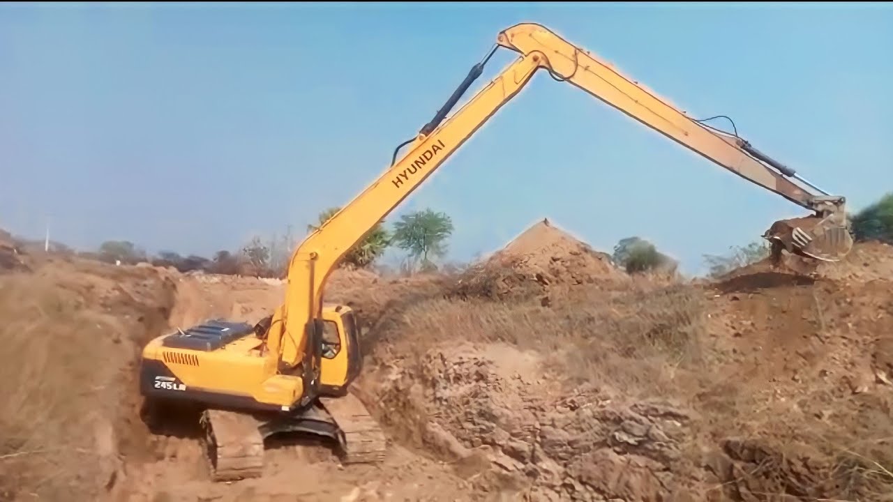 Excavator hyundai 245h 50 फिट long boom | poclain Jcb video - YouTube
