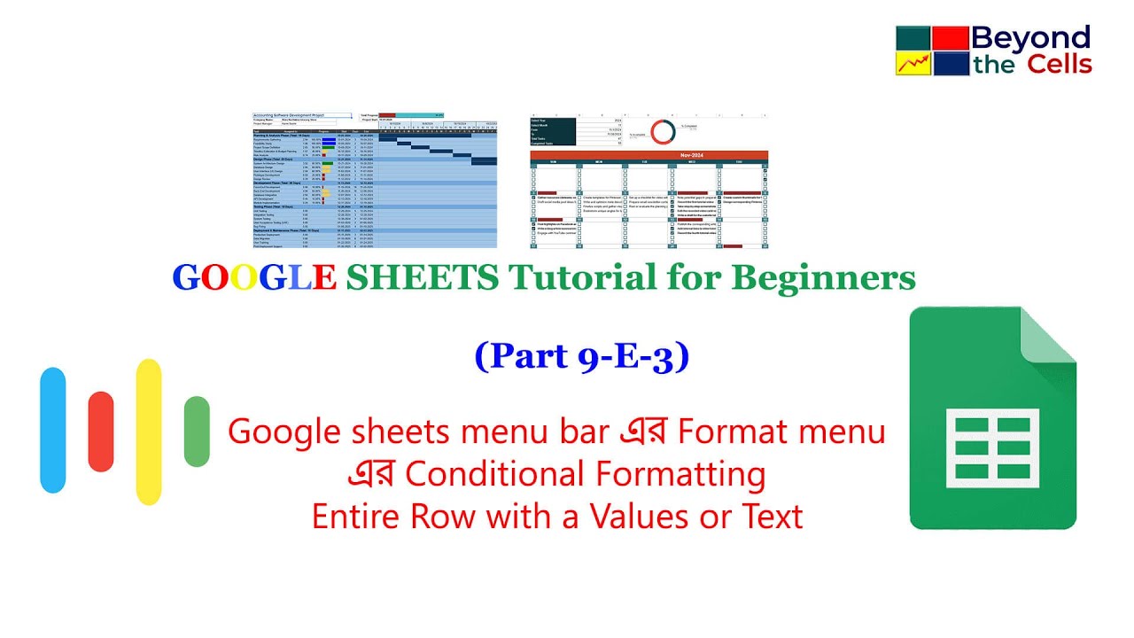 Part 9-E/3 (বাংলা) - Google Sheets Menu Bar ️ Format ️ Intermediate Custom Conditions - YouTube