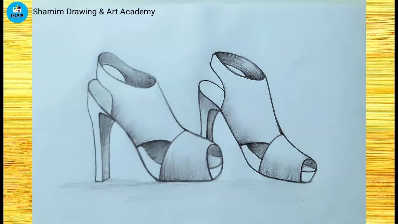Ladies Shoe pencil sketch drawing | How to draw female shoes ...
