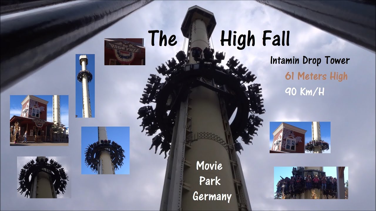 HIGH FALL - INTAMIN DROP TOWER - MOVIE PARK GERMANY 2019 - YouTube