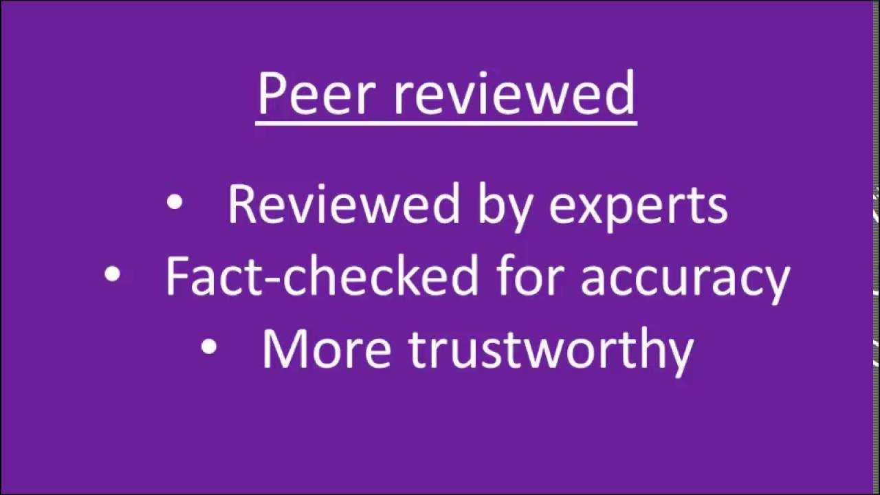 Peer Reviewed Sources YouTube