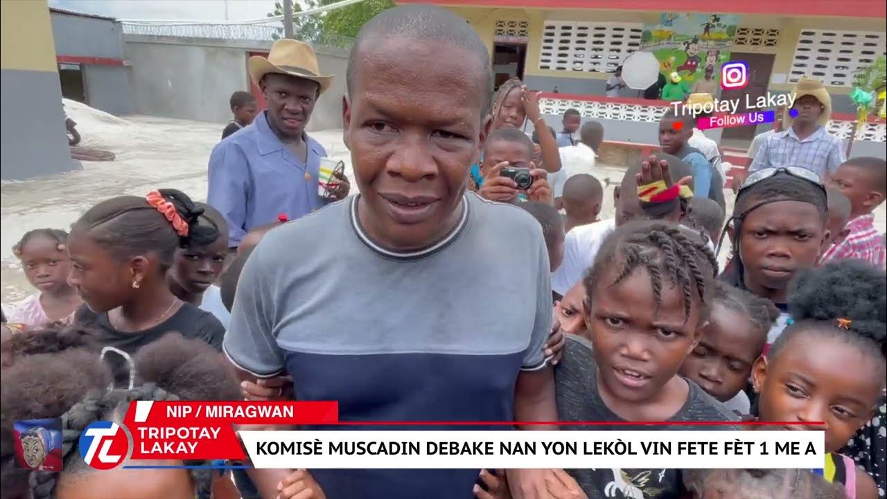 Flash! Komisè Muscadin debake nan yon lekòl, vin fete ak elèv yo nan nip - YouTube